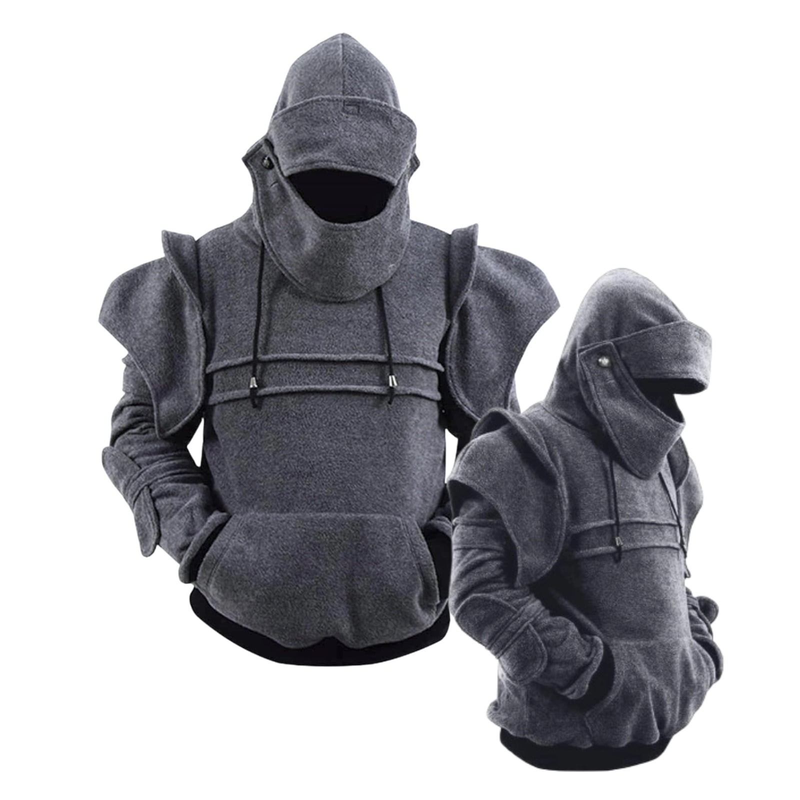 Zimjoy Mens Medieval Knight Hoodie Retro Mask Elbow Protection Knight ...