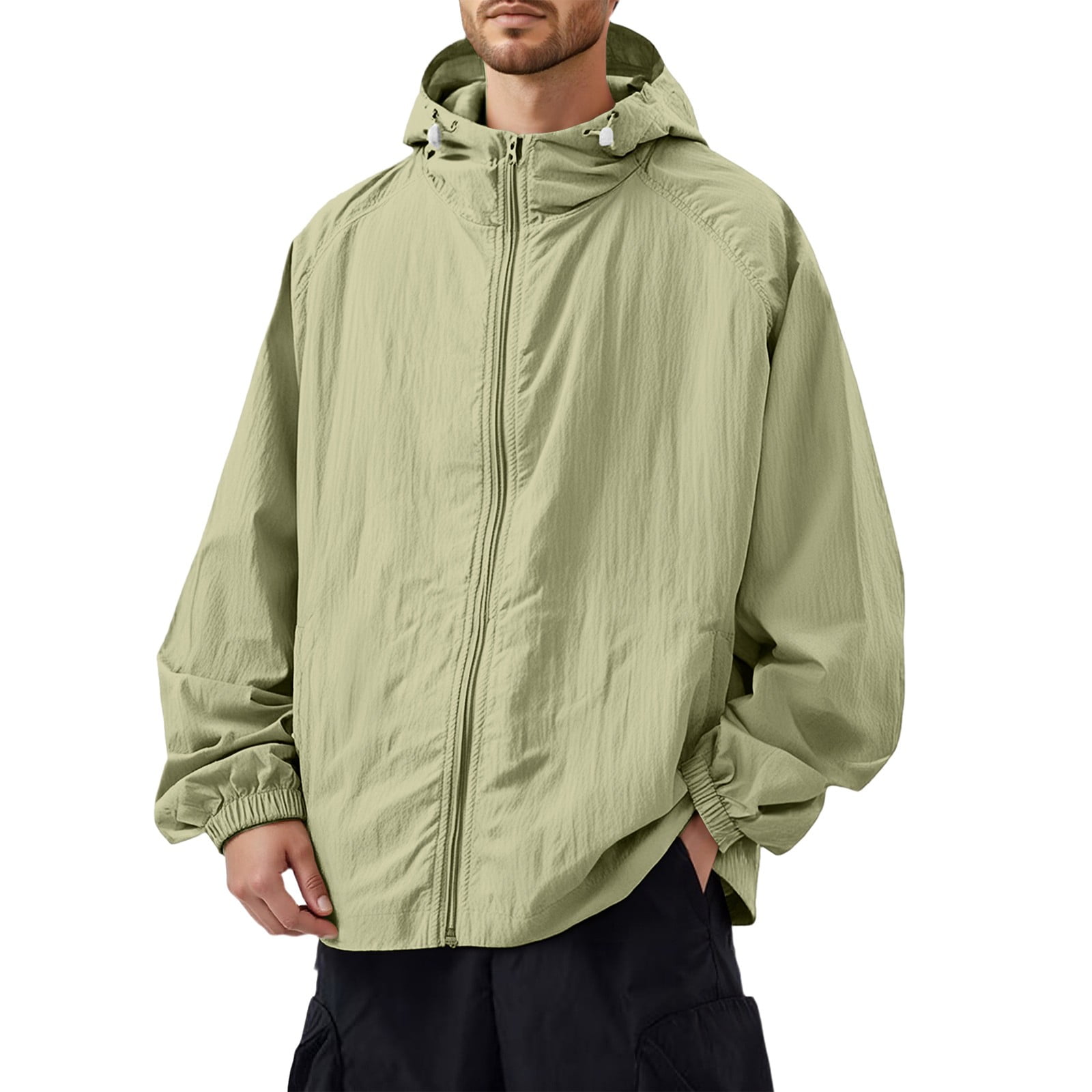 Zimjoy Mens Windbreaker Jacket UV Protection Lightweight Hooded Rain ...