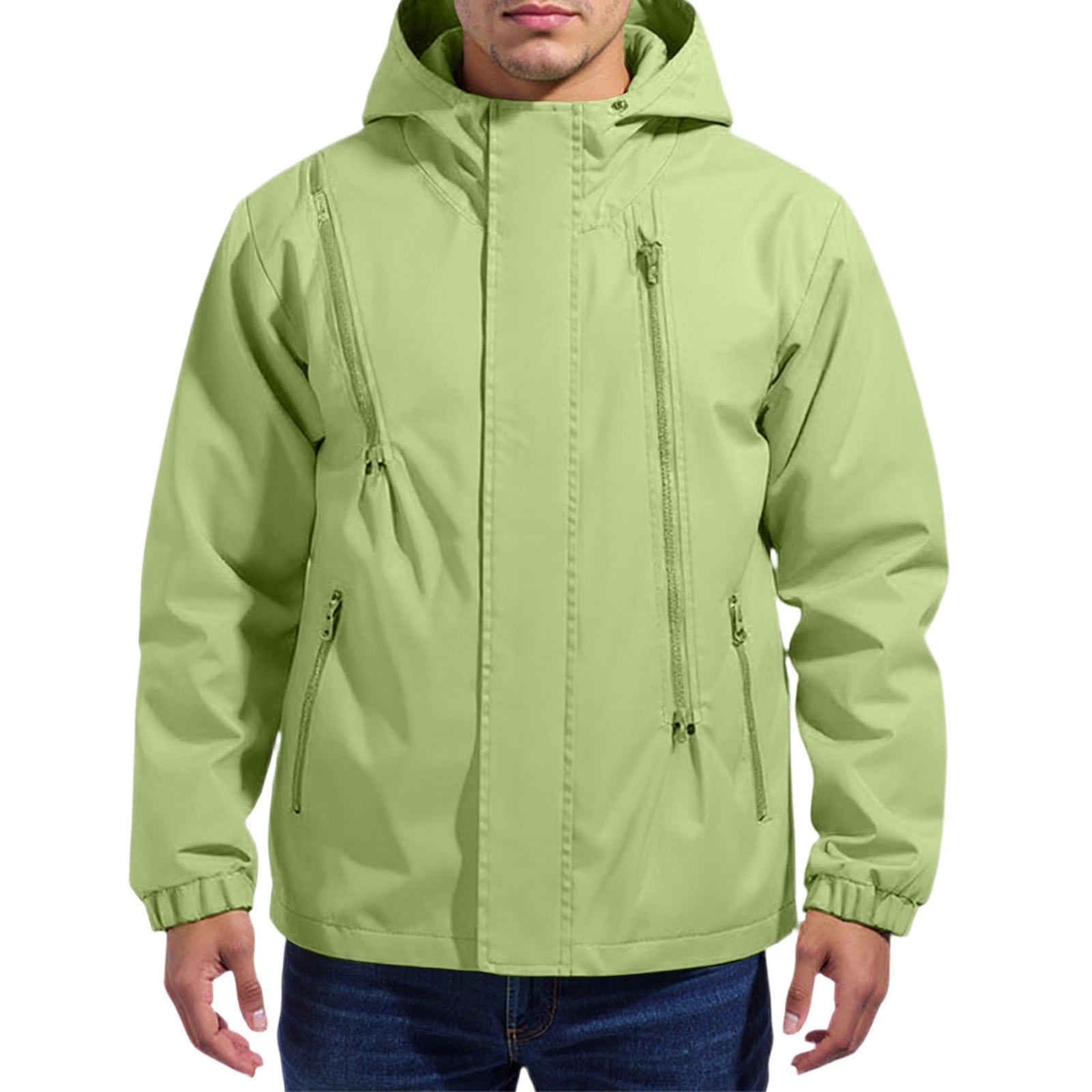 Zimjoy Mens Windbreaker Jacket Water Resistant Lightweight Hooded Rain ...