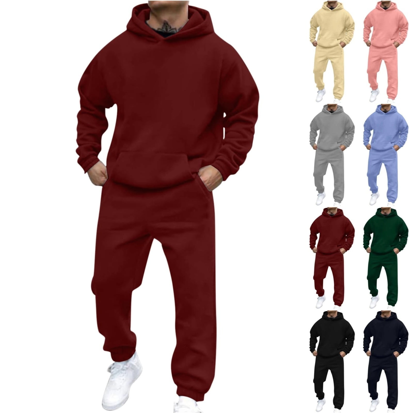 Zimjoy Red Sweat Suits Men Workout Mens Track Suits 2 Piece Set Casual ...