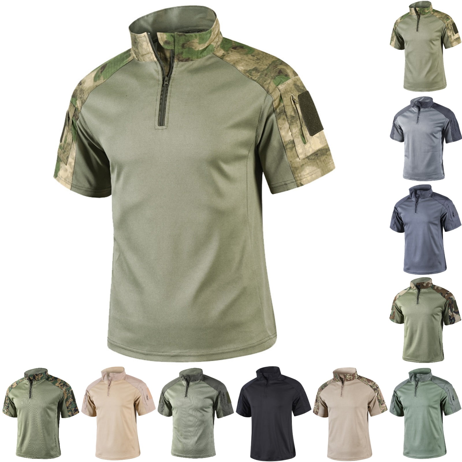Zimjoy Tactical Shirts for Men 1/4 Zip Short Sleeve Combat Shirts ...