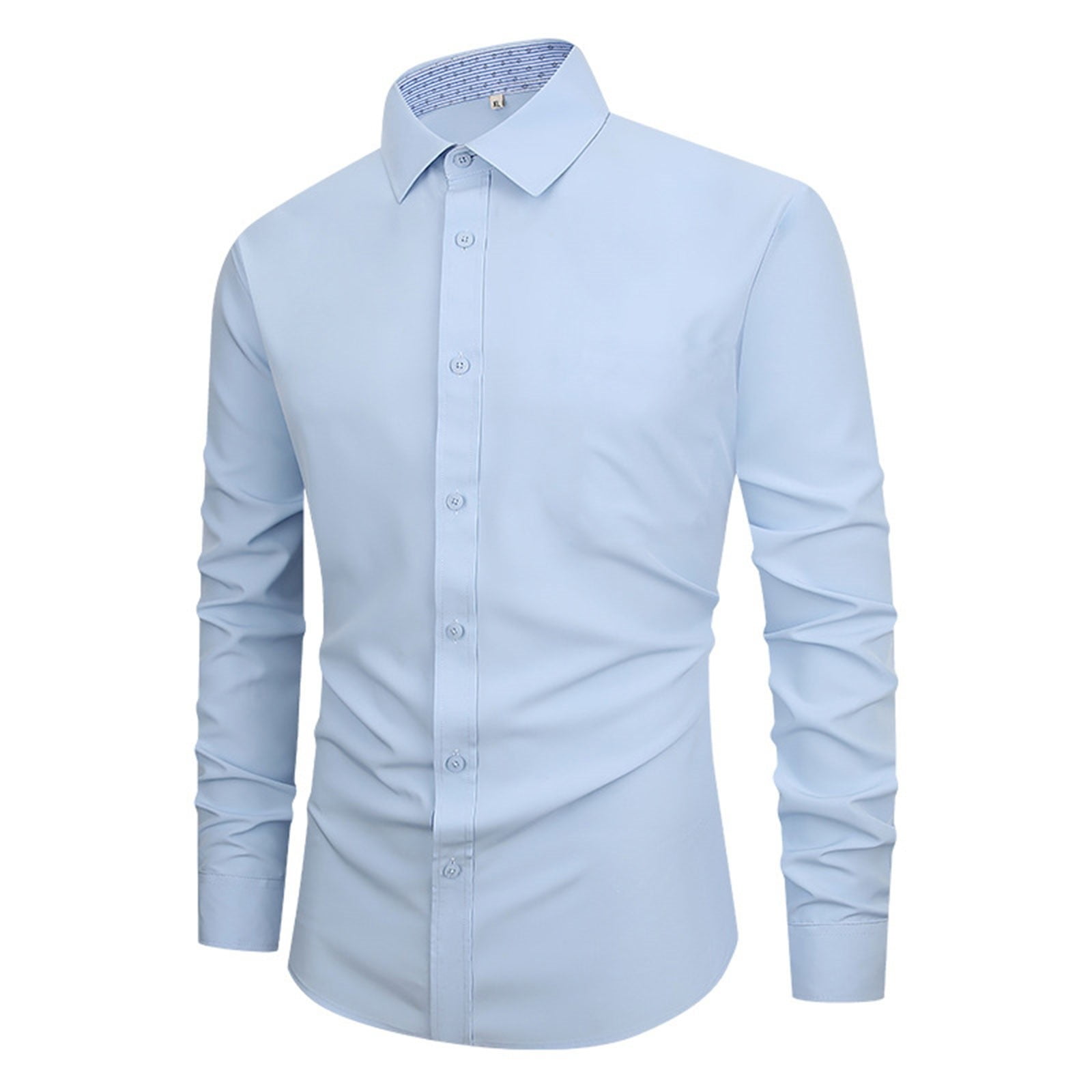 Zimjoy White Dress Shirt for Men Basic Wrinkle Free Elastic Dress ...