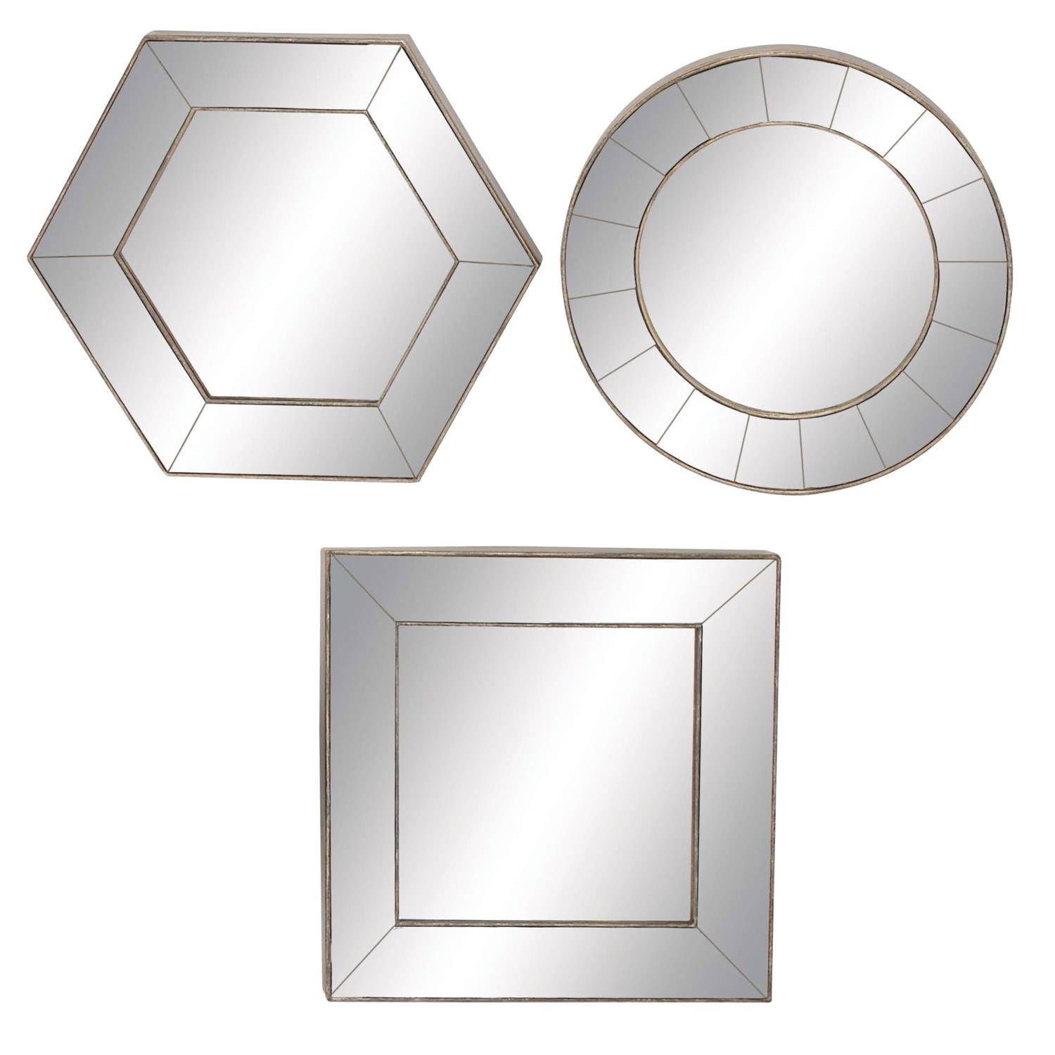 Zimlay Modern Geometric Set Of 3 Wall Mirrors 50242 - Walmart.com