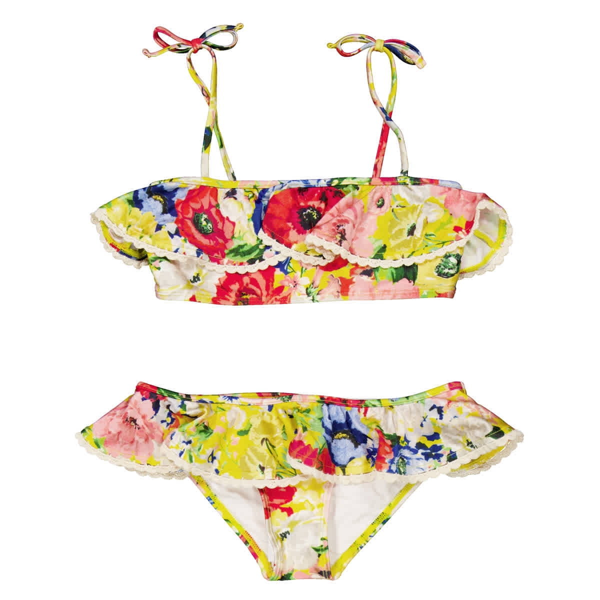 Zimmermann Girls Floral-Print Ruffle 2-Piece Swimsuit, Size 8Y ...
