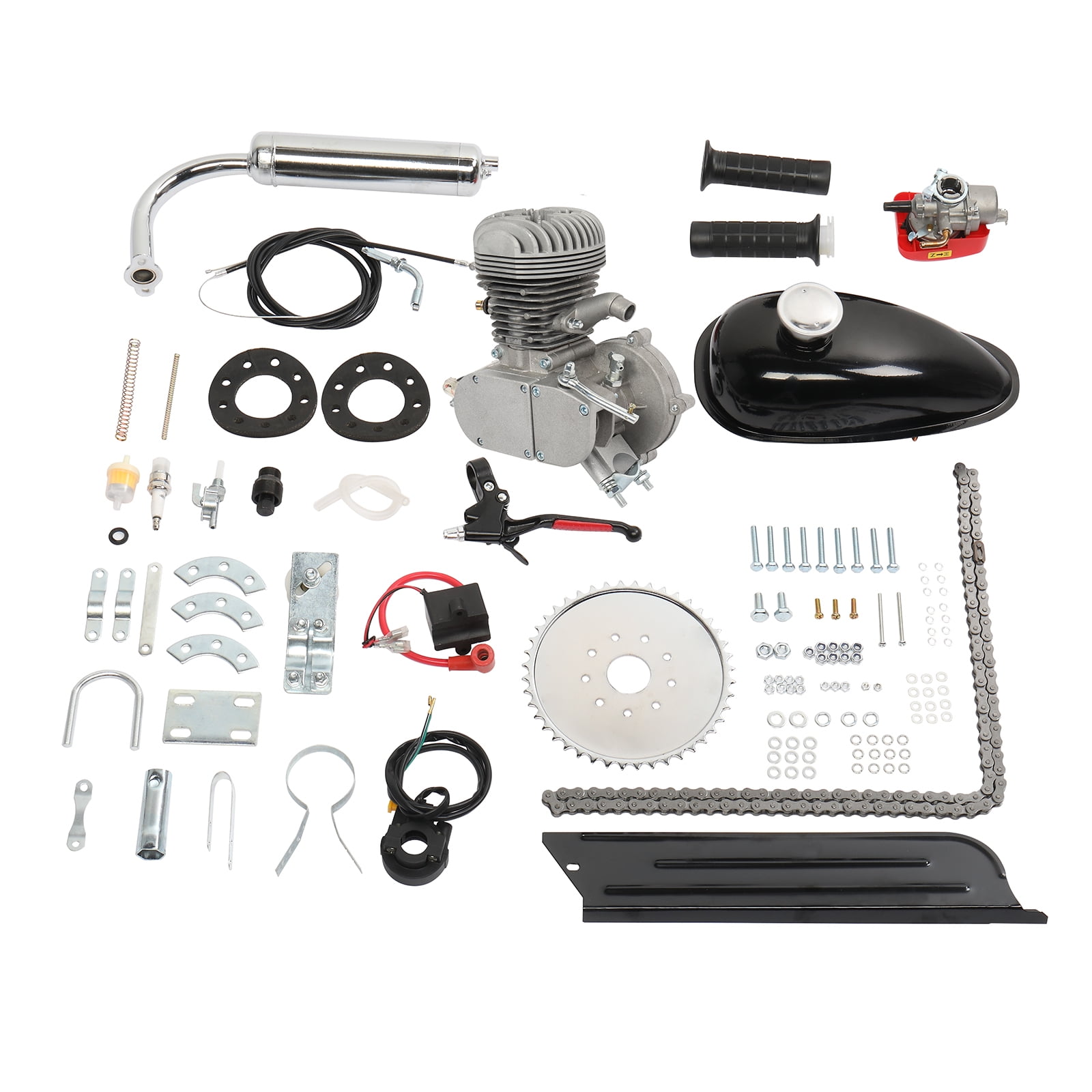 Zimtown 100CC 2-Stroke Powerful Bicycle Engine Gas Kit, Black Silver for 26"/28" Bike - Walmart.com