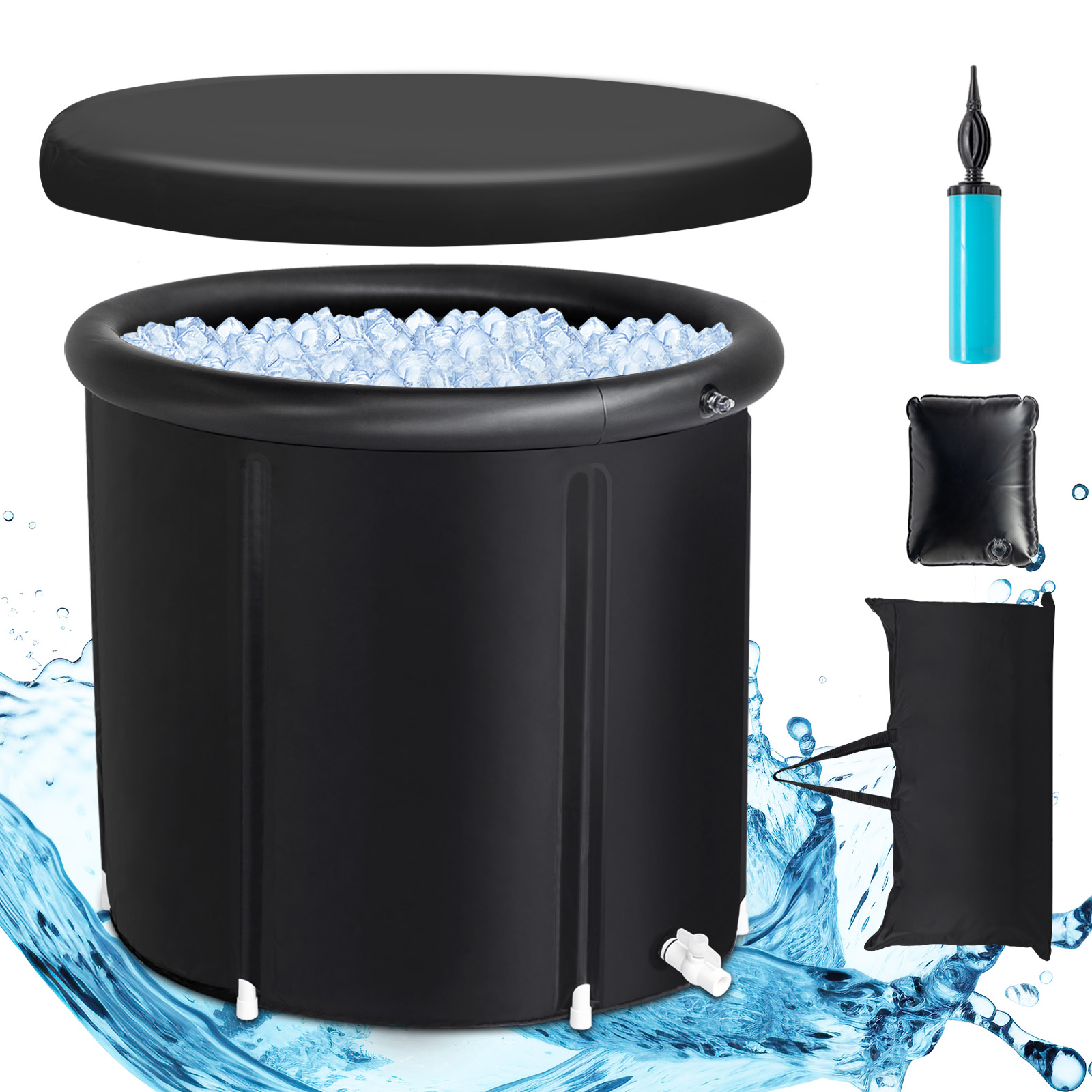Zimtown 105 Gallon Ice Bath Tub Cold Plunge Tub for Athletes Inflatable ...