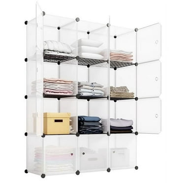 Household Essentials 4 Cube Storage Wall Unit with Wood Grain and Metal ...