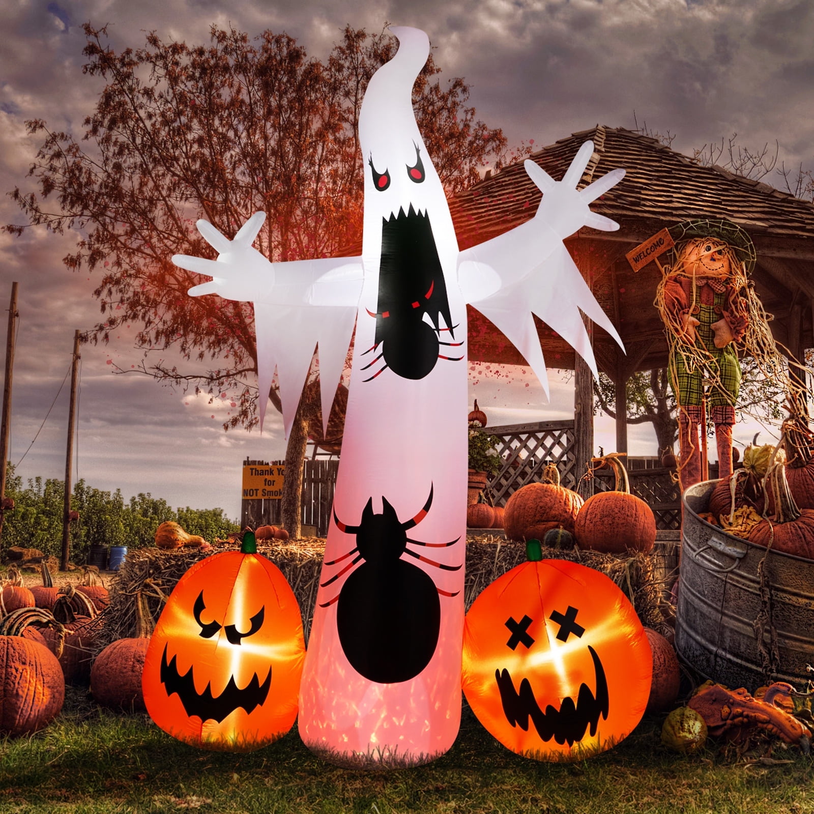 Zimtown 12 FT Halloween Inflatables Ghost Pumpkin Outdoor Halloween ...