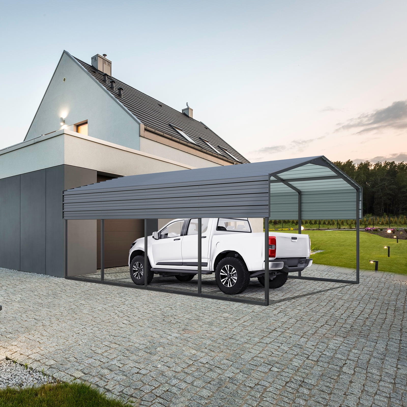 Arrow Galvanized Steel 24' x 12' x 7' Eggshell Carport - Walmart.com