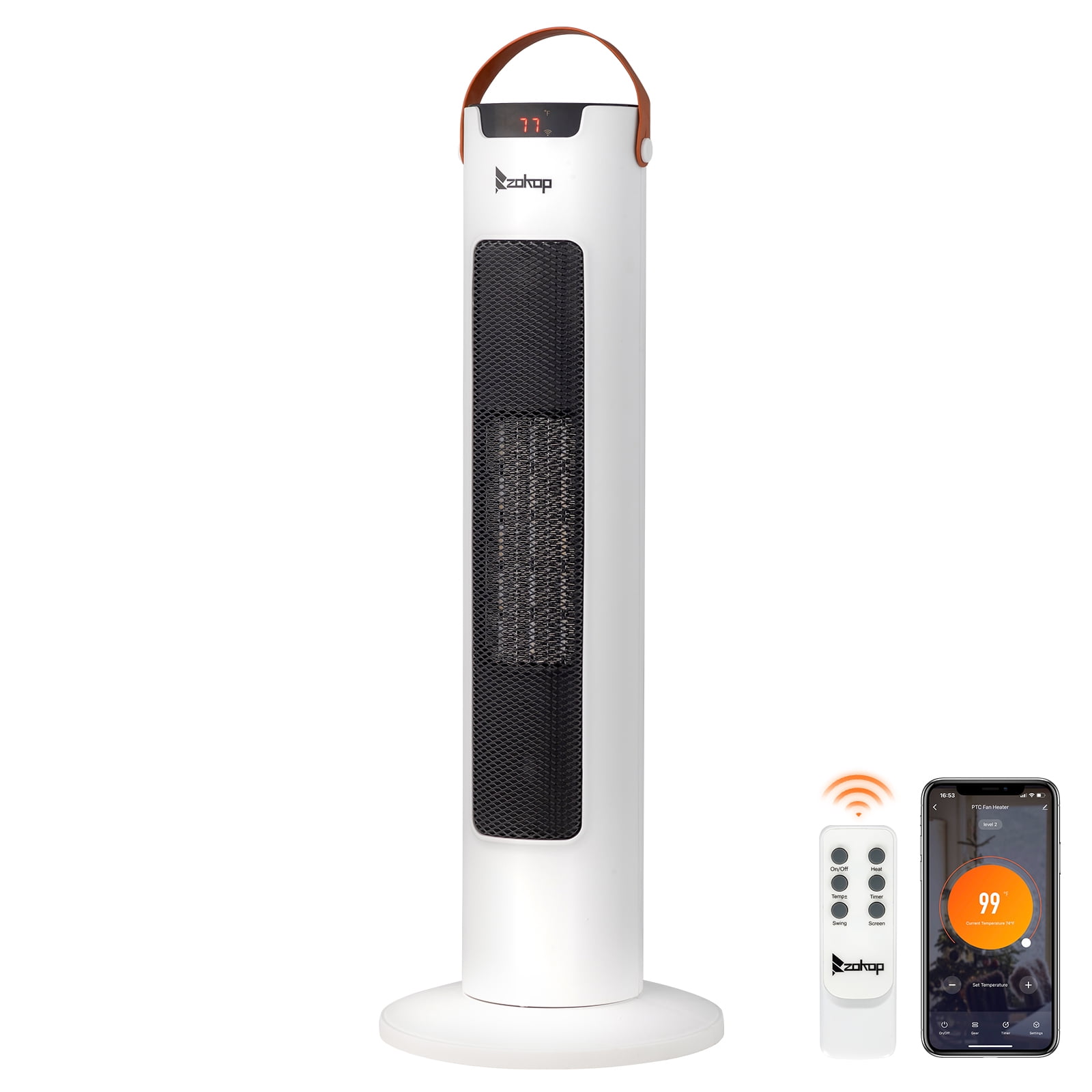 Zimtown 1500W Electric Space Heater w/Remote & APP Control, 24 ...