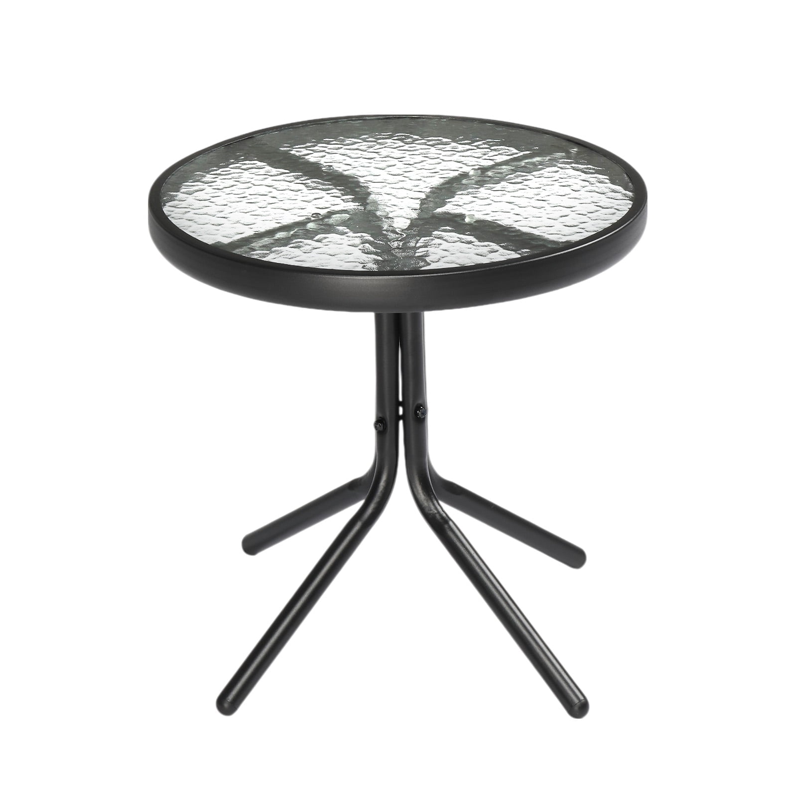 Zimtown 18" Round Tempered Glass Outdoor Patio Side Table, Metal Frame ...