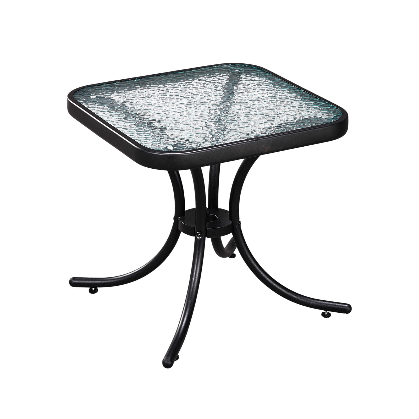 Zimtown 18" Square Tempered Glass Outdoor Patio Side Table, Metal Frame ...