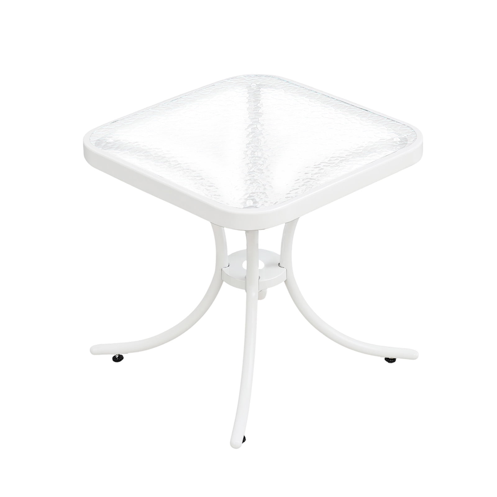 Zimtown 18" Square Tempered Glass Outdoor Patio Side Table, Metal Frame ...