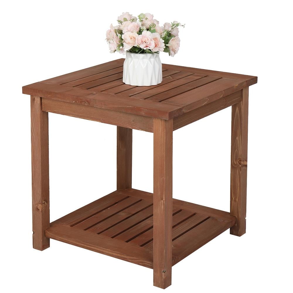 Zimtown 18 in Patio Furniture Outdoor Wooden End Table, Square Side ...