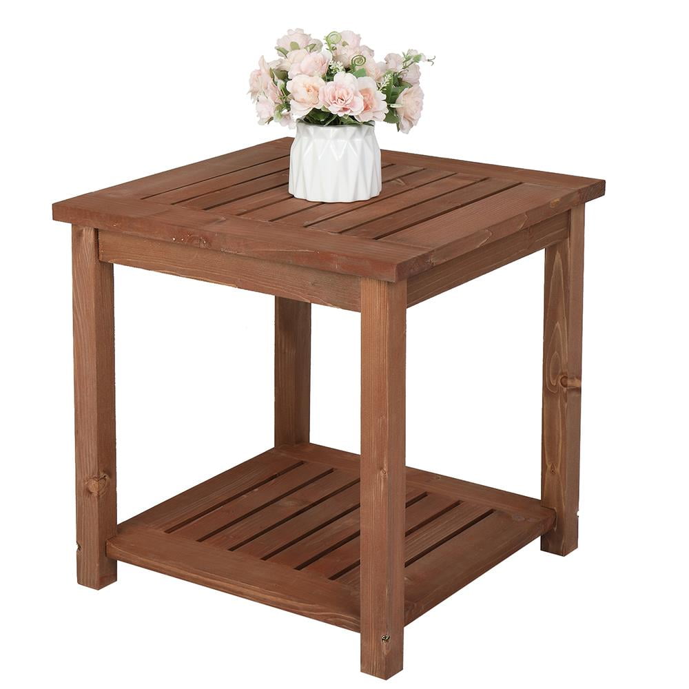 Zimtown 18 in Patio Furniture Outdoor Wooden End Table, Square Side ...