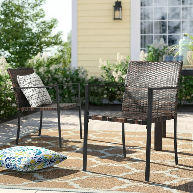 Zimtown 2 Pack Wicker Dining Chairs, Wicker Stackble Chair for Outdoor ...