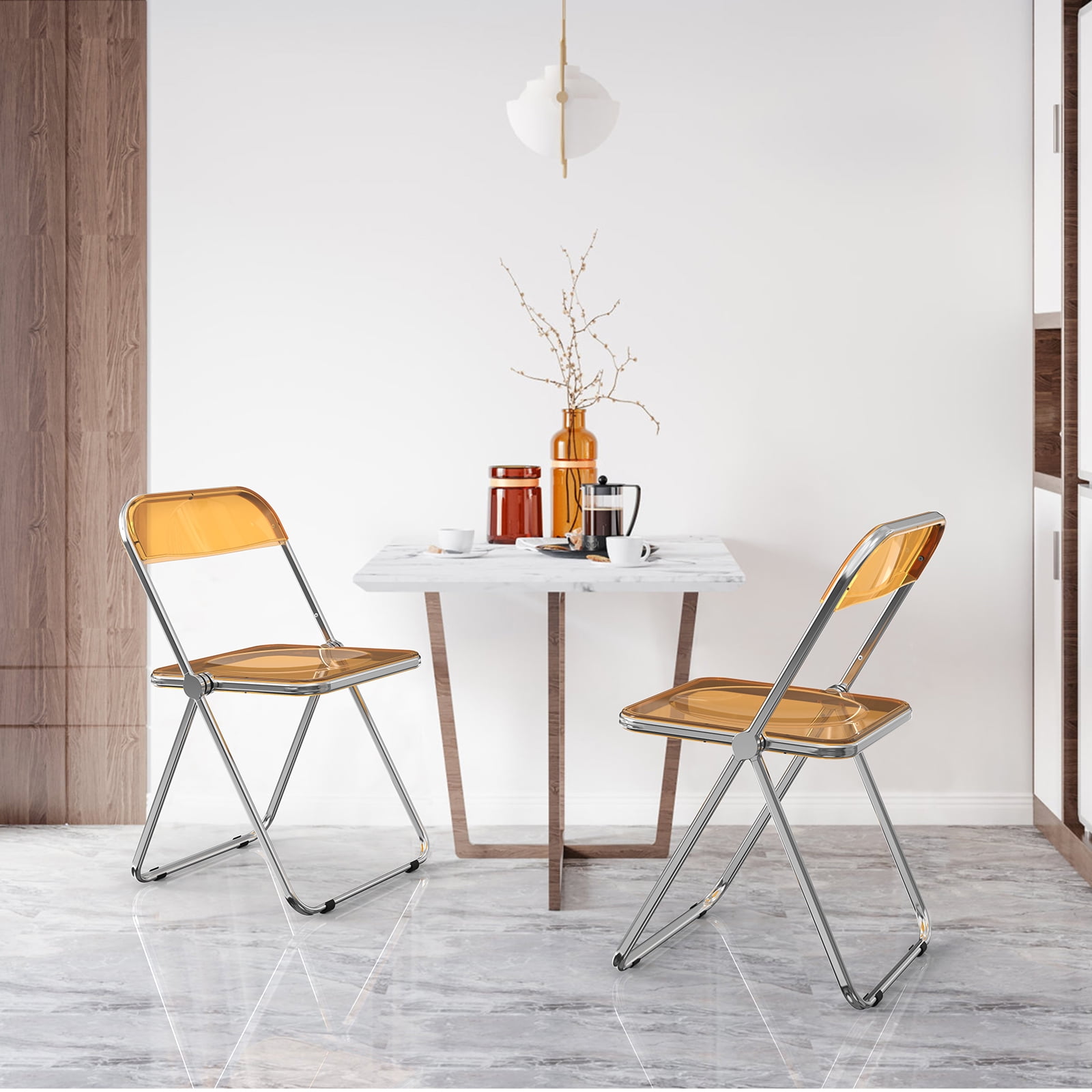 Zimtown 2 Pcs Folding Chair, Clear Plastic Folding Chair Modern ...