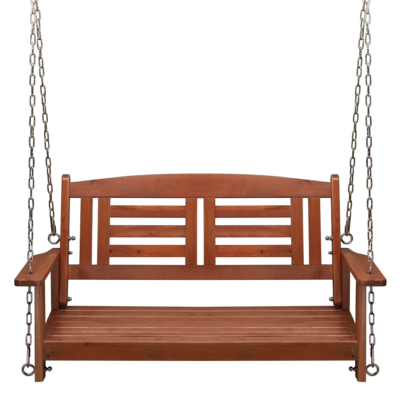 Zimtown 2-Person Fir Wood Porch Swing with Adjustable Chain, Reddish ...