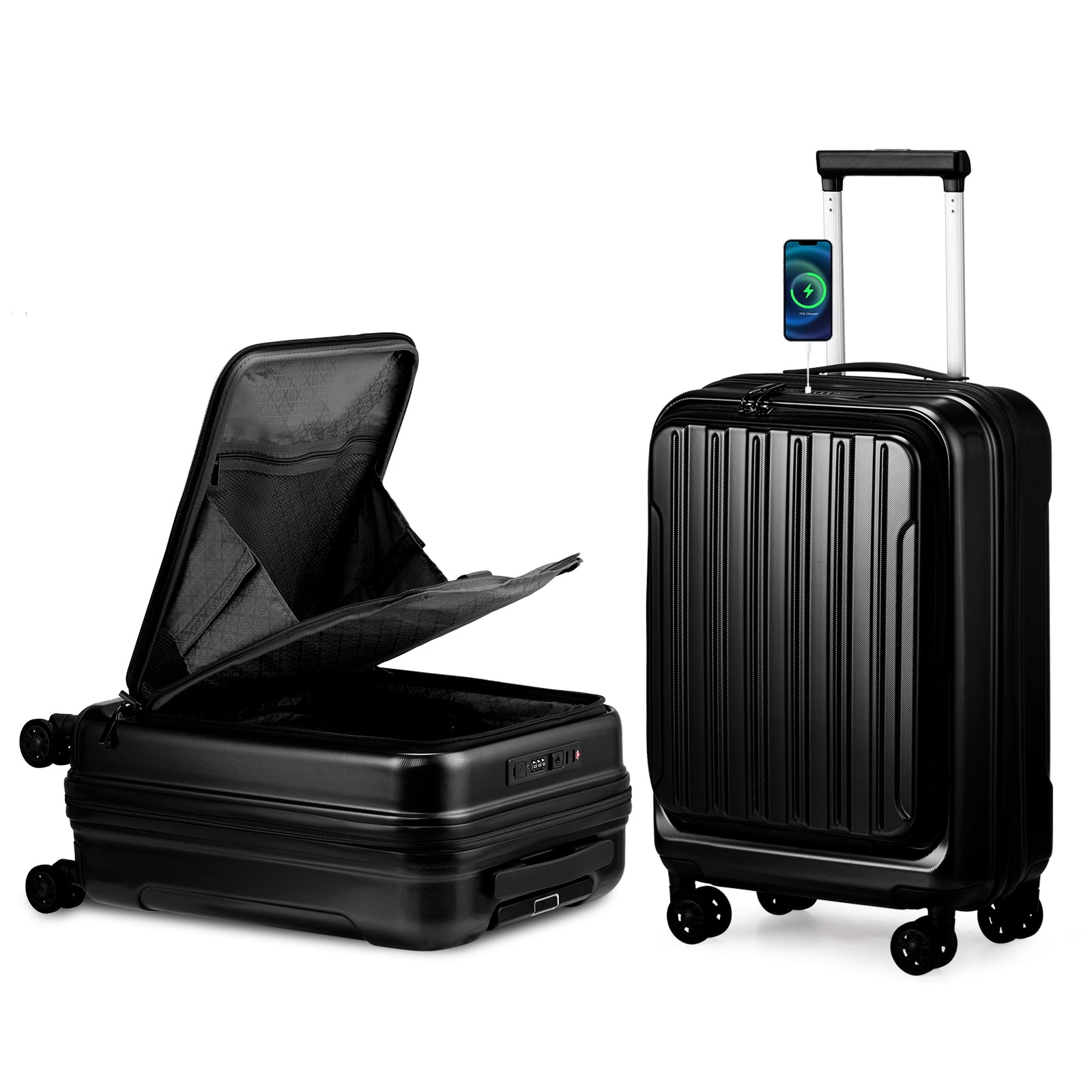 Zimtown 20-Inch Expandble Luggage with USB Port, Carry On ABS+PC ...