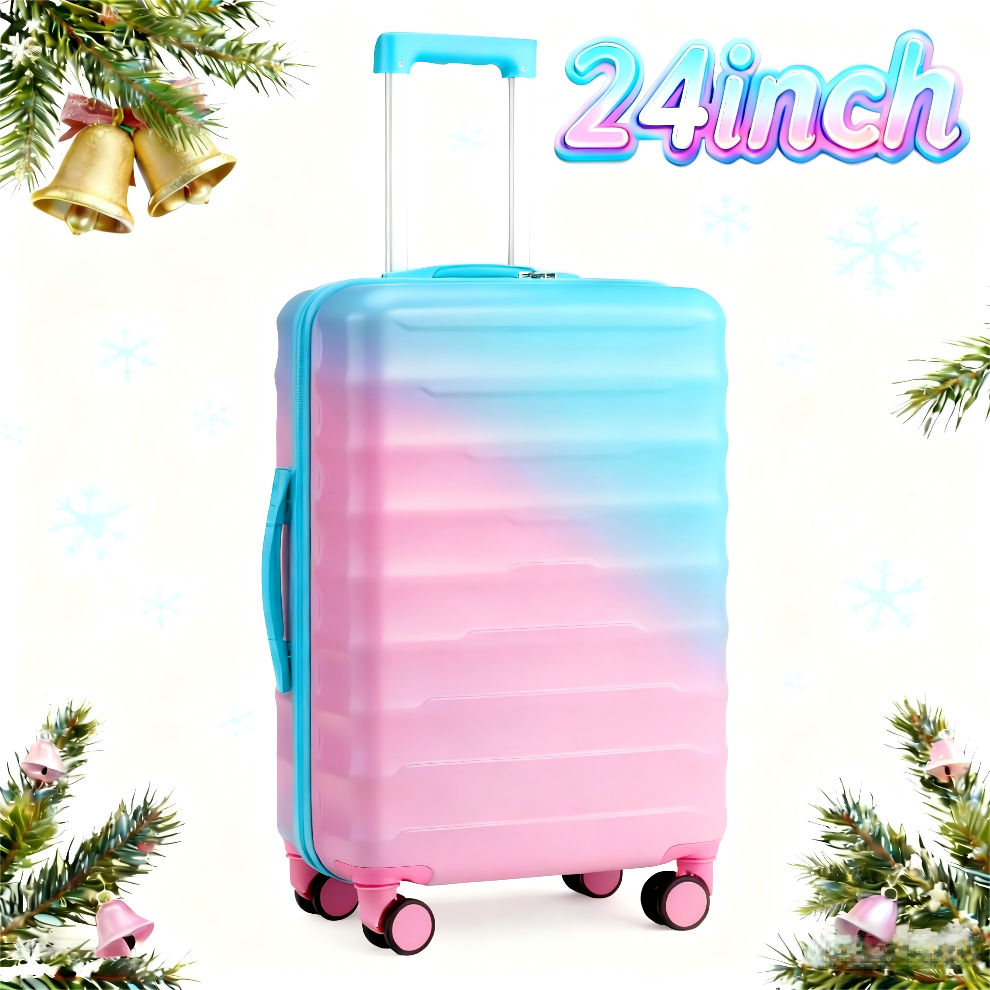 Zimtown 24" Luggage with Hardside Spinner Wheels, Checked-Medium TSA ...