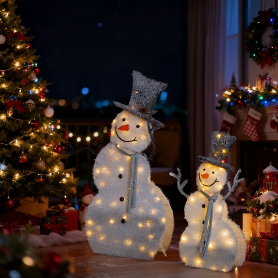 Zimtown 2Pcs LED Lighted Snowman Christmas Snowman w/ 120 LED Lights ...