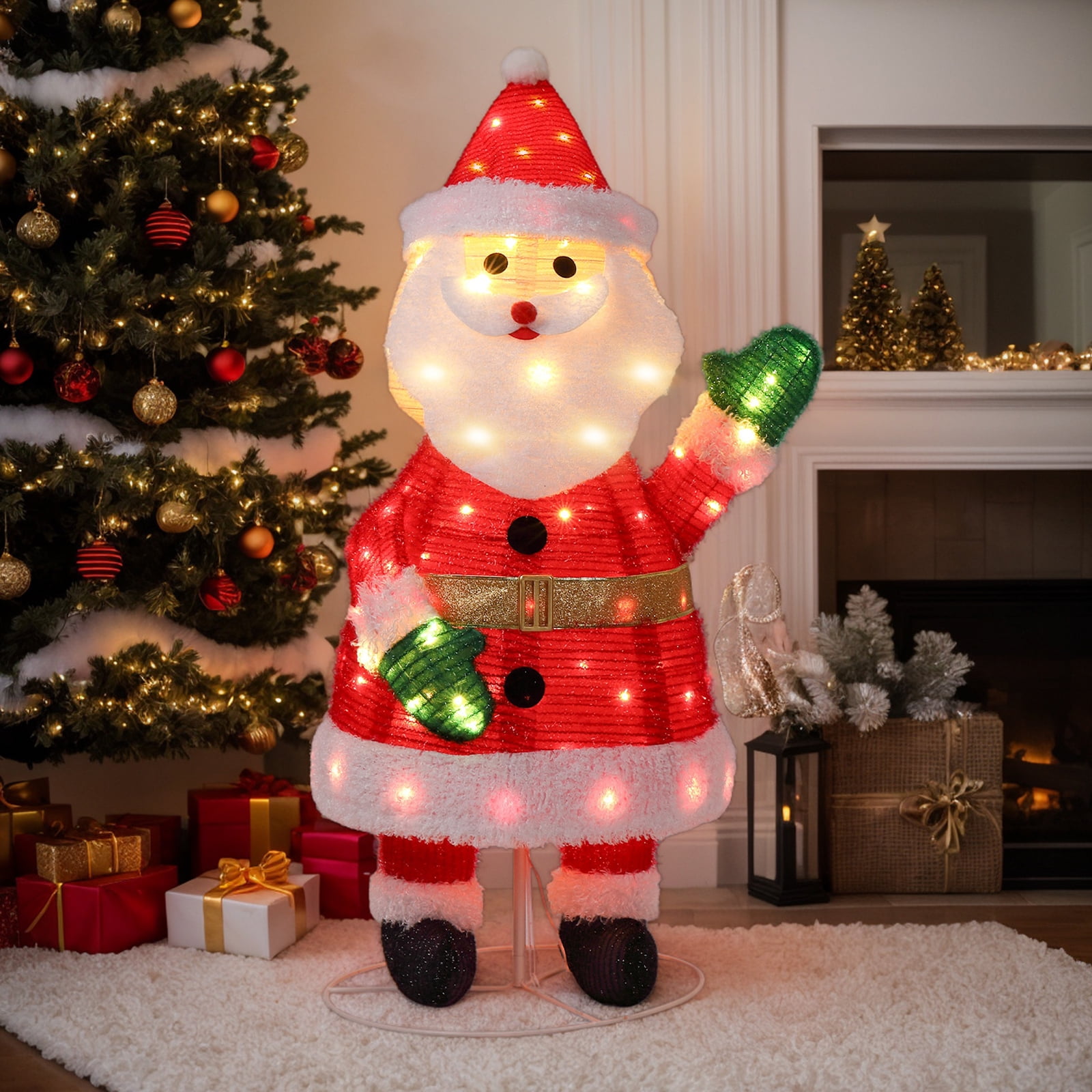 Zimtown 3.5ft Christmas Outdoor Decoration Santa Claus Lighted Decor ...