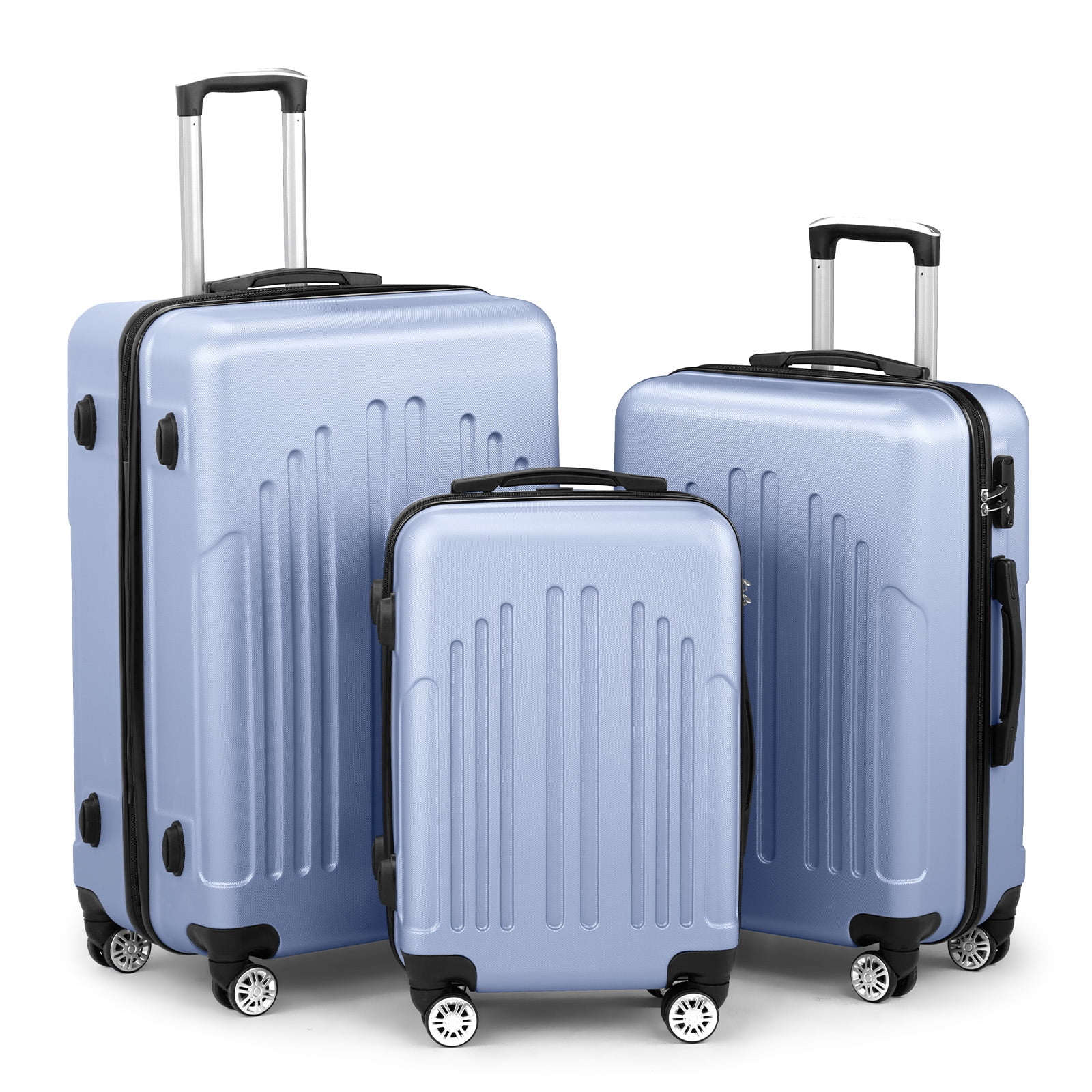 Zimtown 3 Piece Hardshell Luggage Set, ABS+PC Nested Spinner Suitcase ...