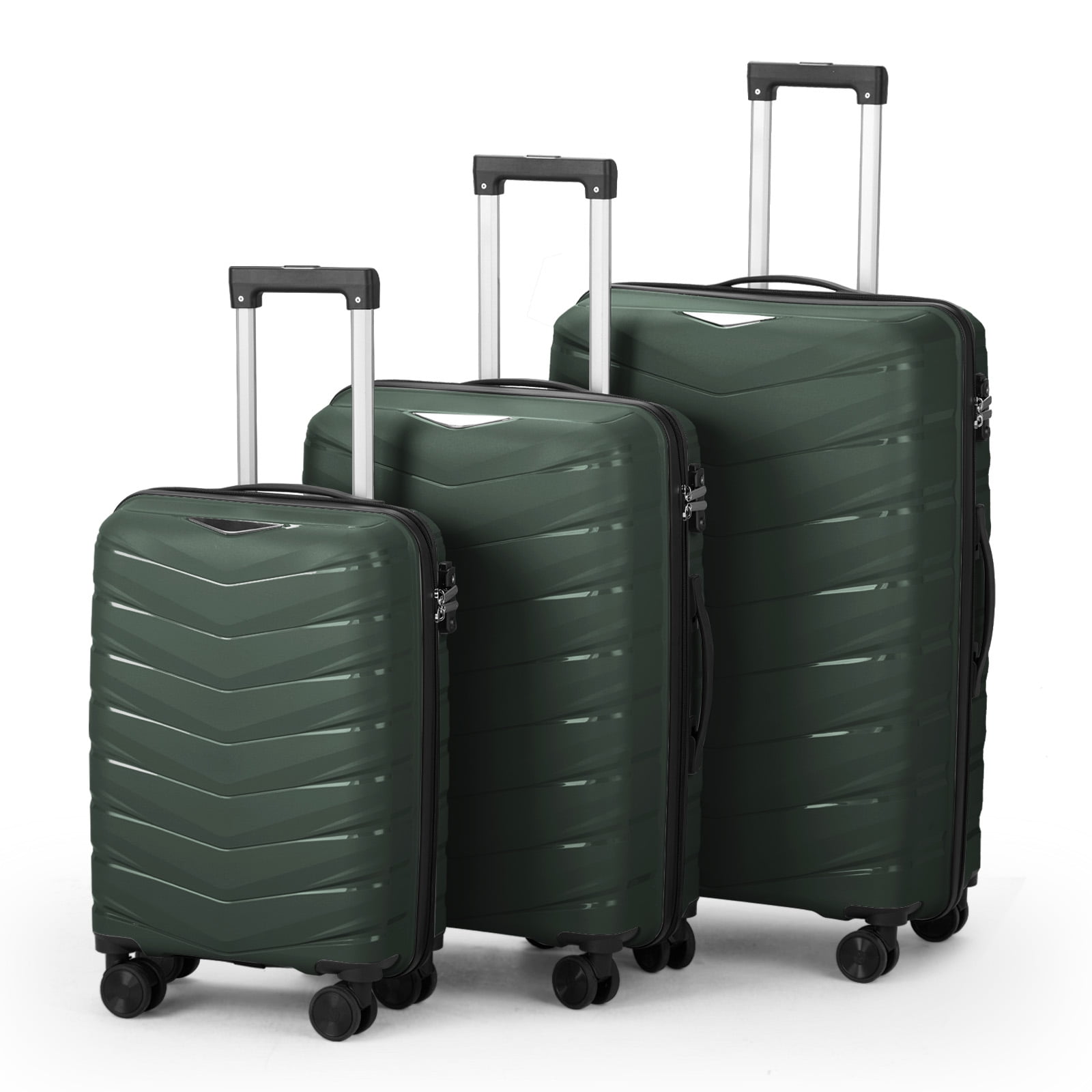 Zimtown 3 Piece Suitcases, PP Hard Shell Suitcase 20" 24" 28" Luggage ...
