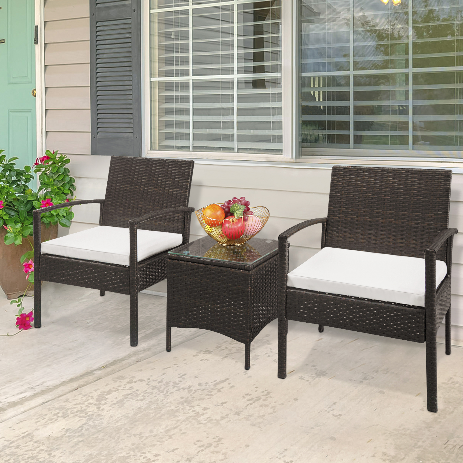 Riverbay Furniture Wood Outdoor Chat Set in Blue - Walmart.com