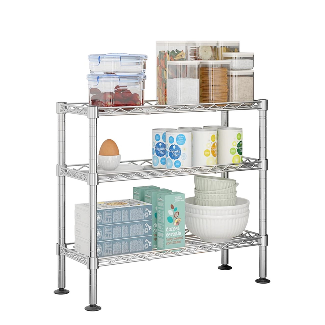 Zimtown Steel 3-Tier Storage Rack with Weight Capacity, Size: 18'' L x ...