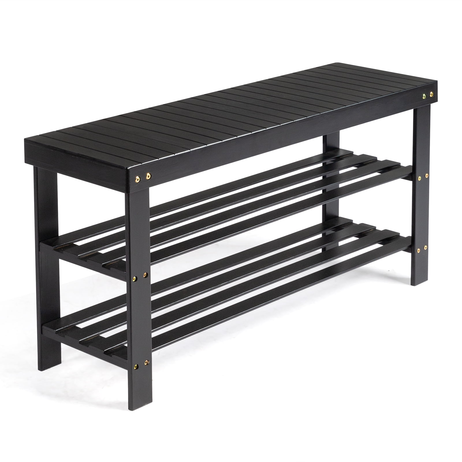 Zimtown 36" 3 Tier Solid Bamboo Shoe Bench Storage Racks Seat Organizer ...
