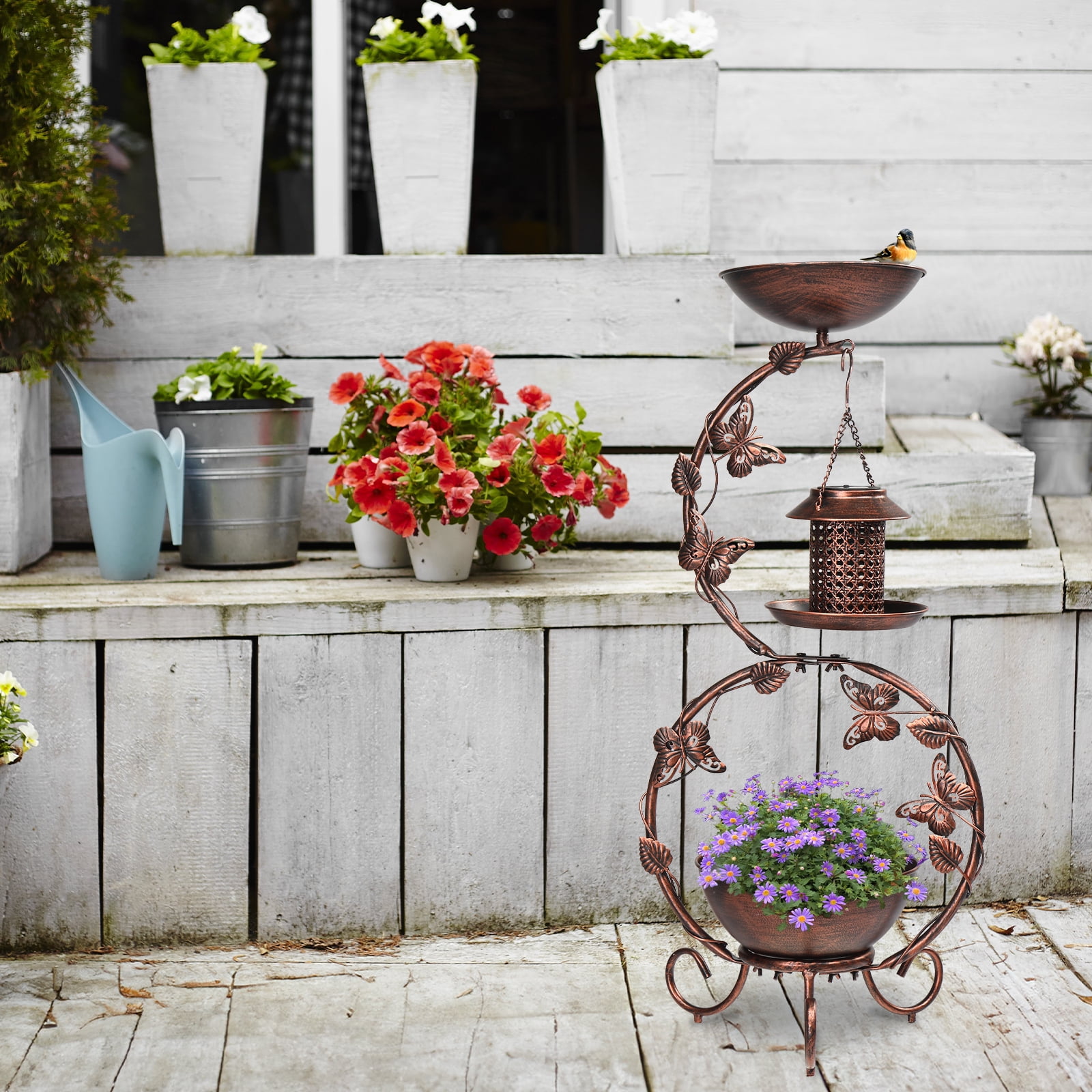 Zimtown 37.8" Bird Bath, Bronze Decorative Birdbath for Garden Yard ...