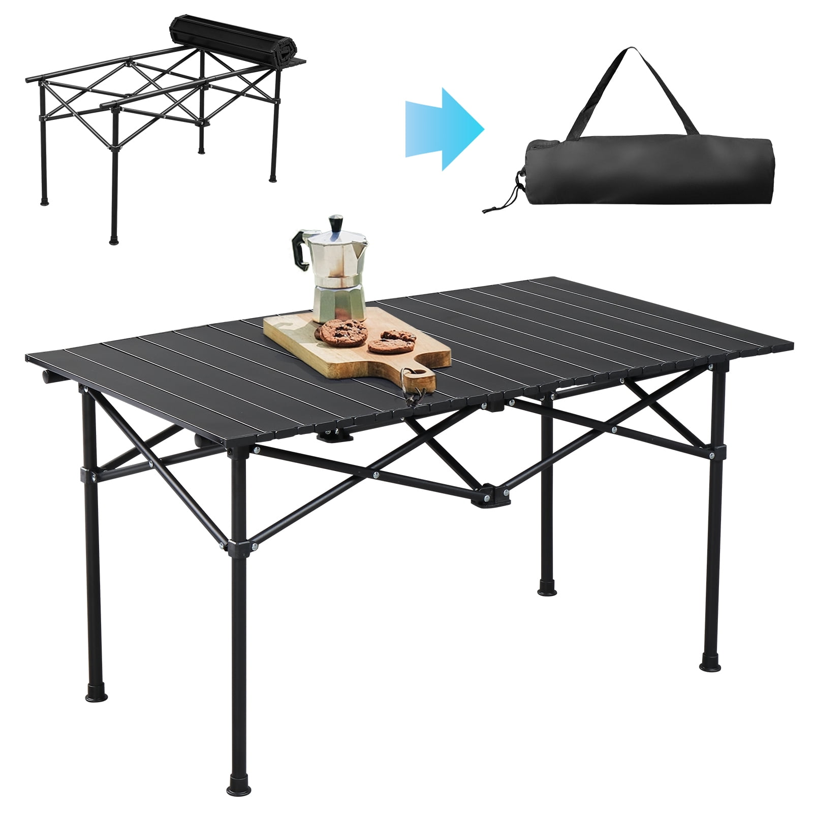 Zimtown 37" Carbon Steel Camping Table, Protable Ultralight Collapsible ...