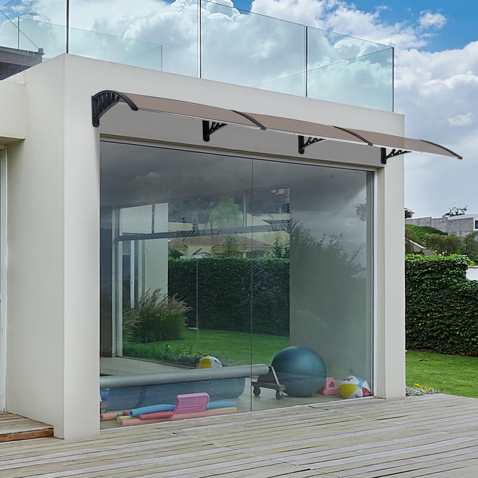 Zimtown 39.37" x 118.11" Patio Window Awning Outdoor Polycarbonate ...