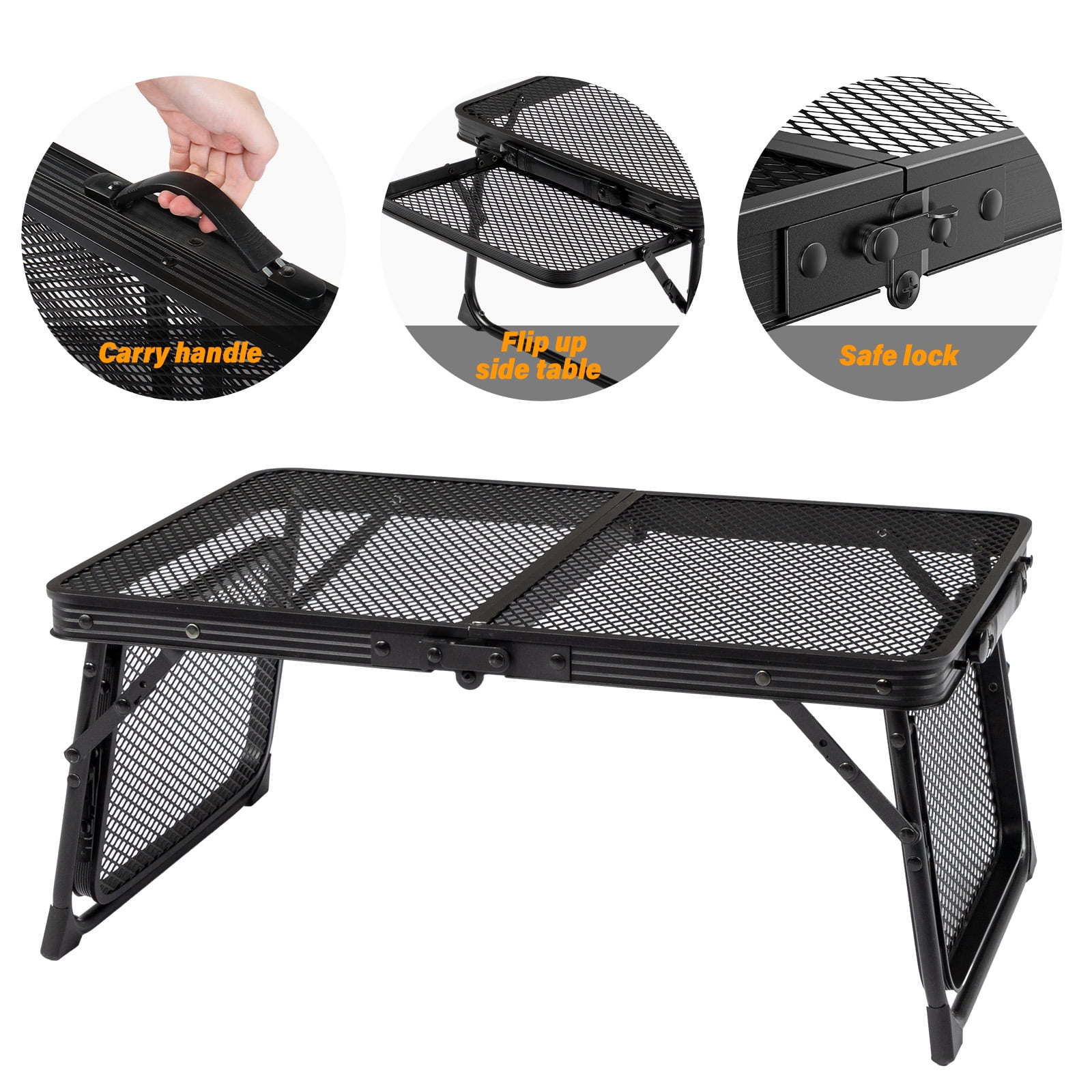 Zimtown 3ft Picnic Table with Wing Panels & Mesh Tabletop, Lightweight ...