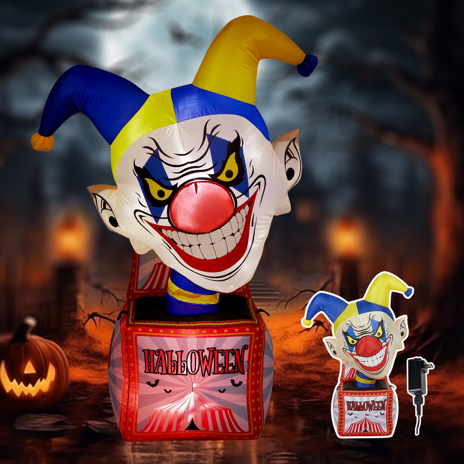 Zimtown 4 FT Halloween Inflatables Clown Outdoor Halloween Decoration ...