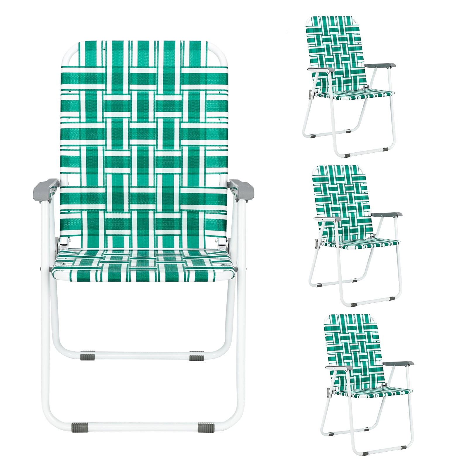 Zimtown 4-Pack Foldable Lawn Chairs for Patio, Camping, Beach (Light ...
