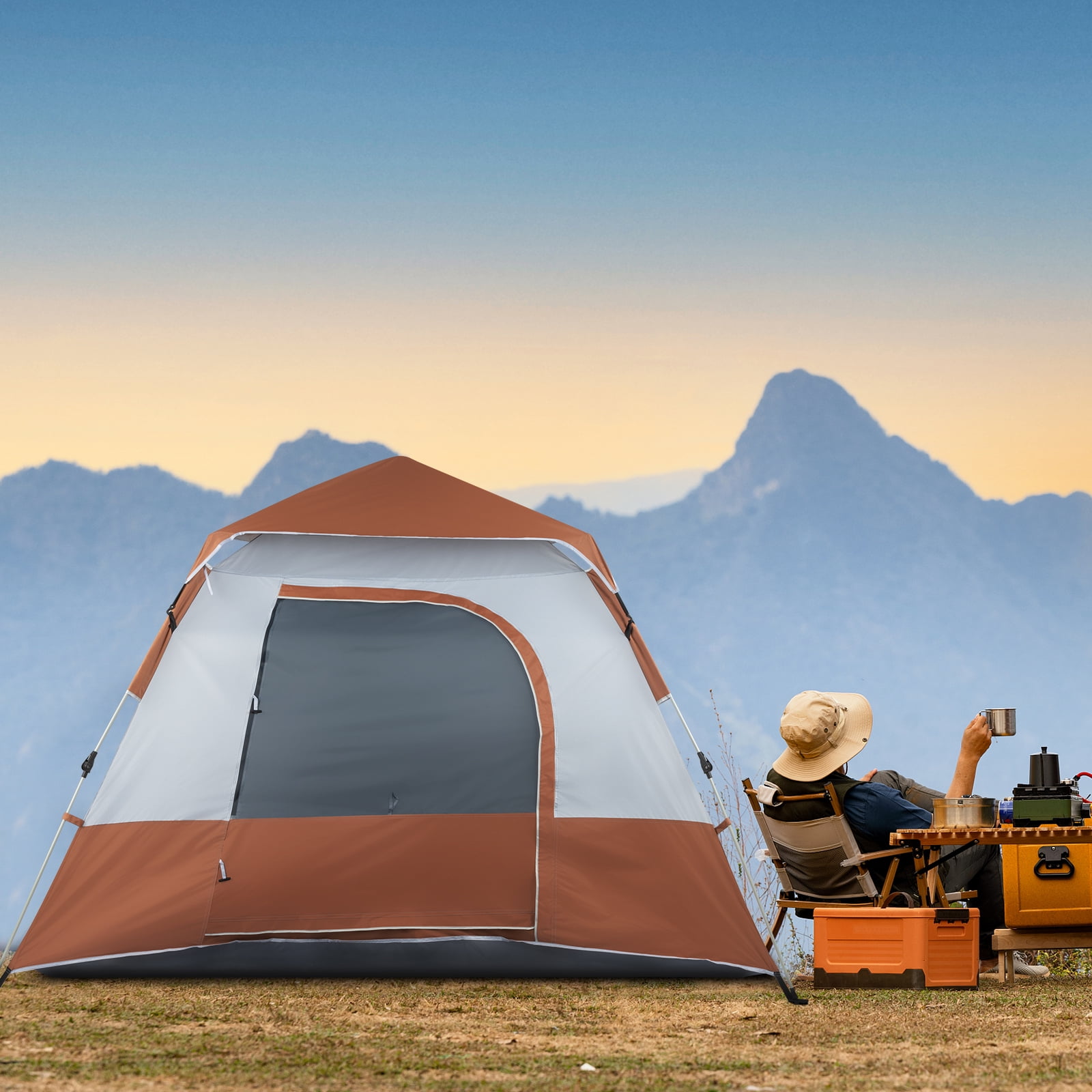 Zimtown Lightweight 4 Person Automatic Waterproof Hiking Camping Tent ...