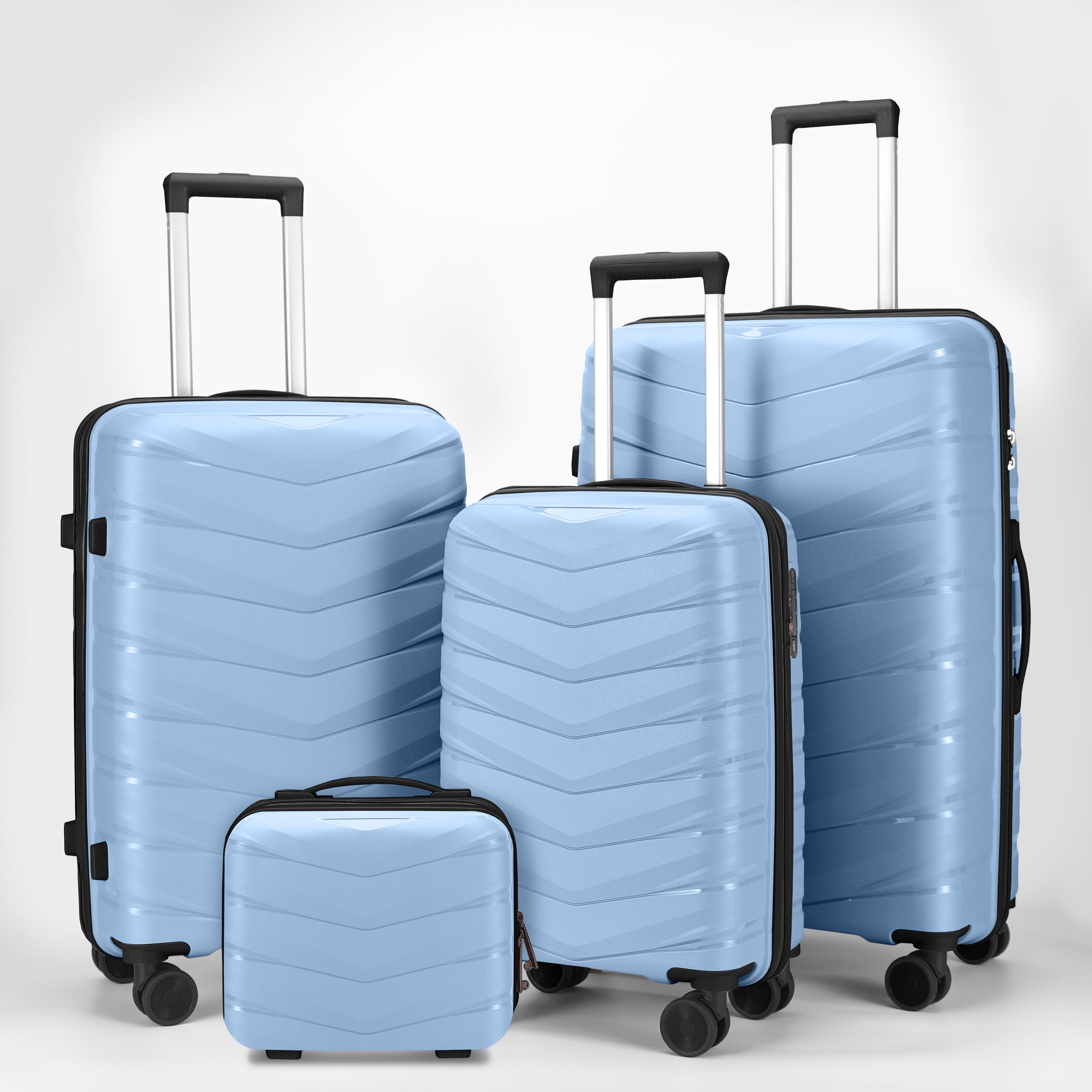 Zimtown 4 Piece Luggage Set, PP Hard Shell Suitcase 14" 20" 24" 28 ...