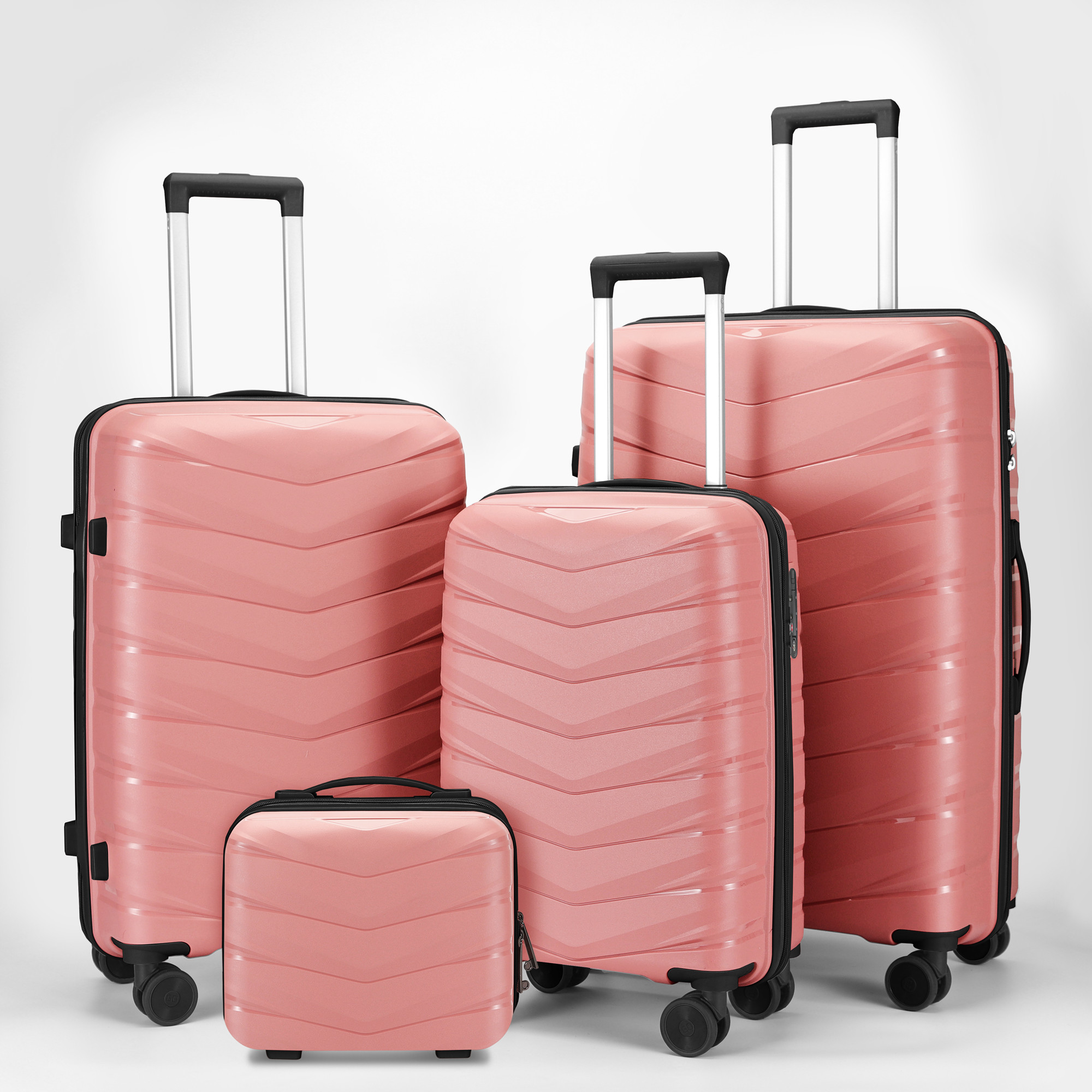 Zimtown 4 Piece Luggage Set, PP Hard Shell Suitcase 14" 20" 24" 28 ...