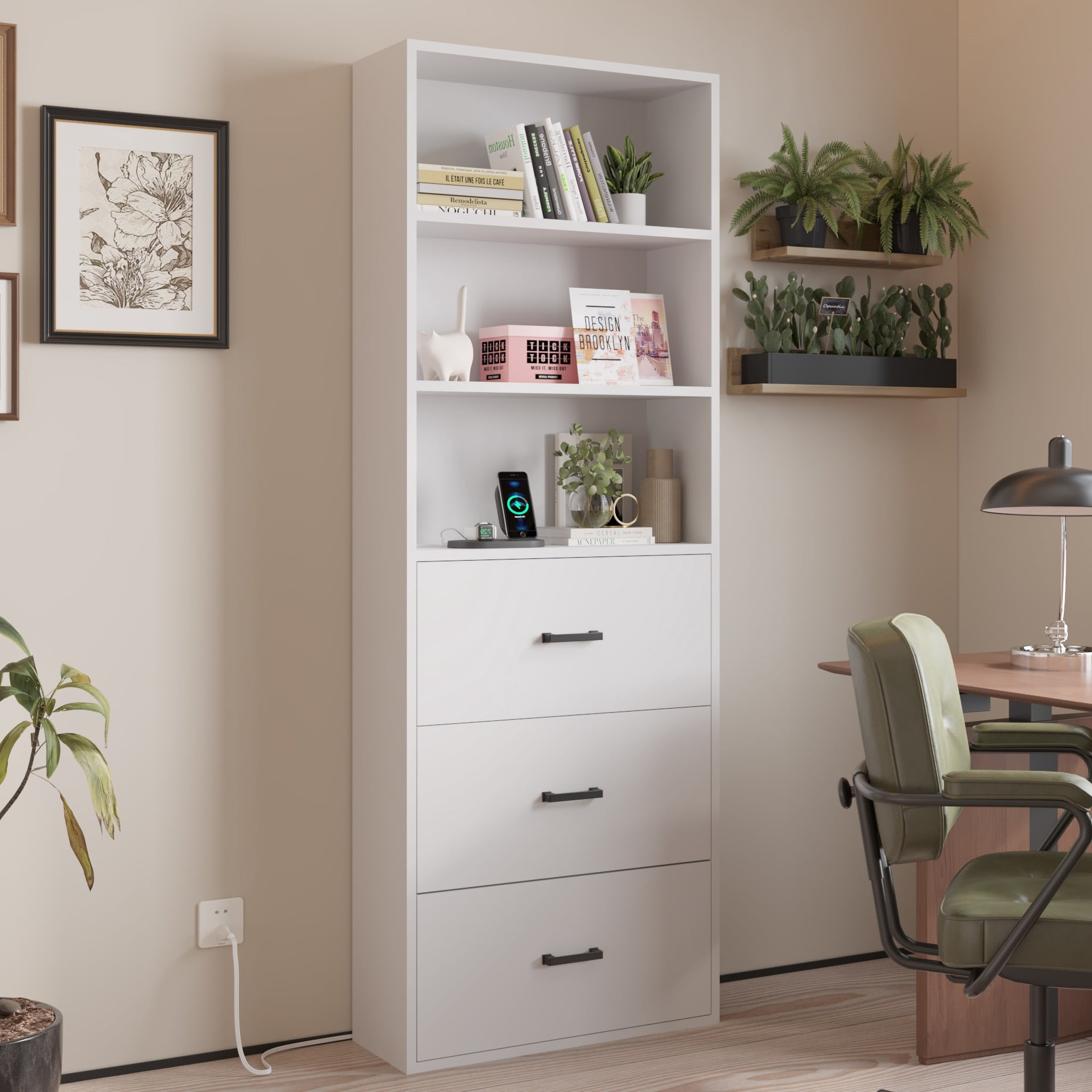 Zimtown 4 Tier Bookshelf and Bookcase, 70.8in Tall Bookshelves with ...