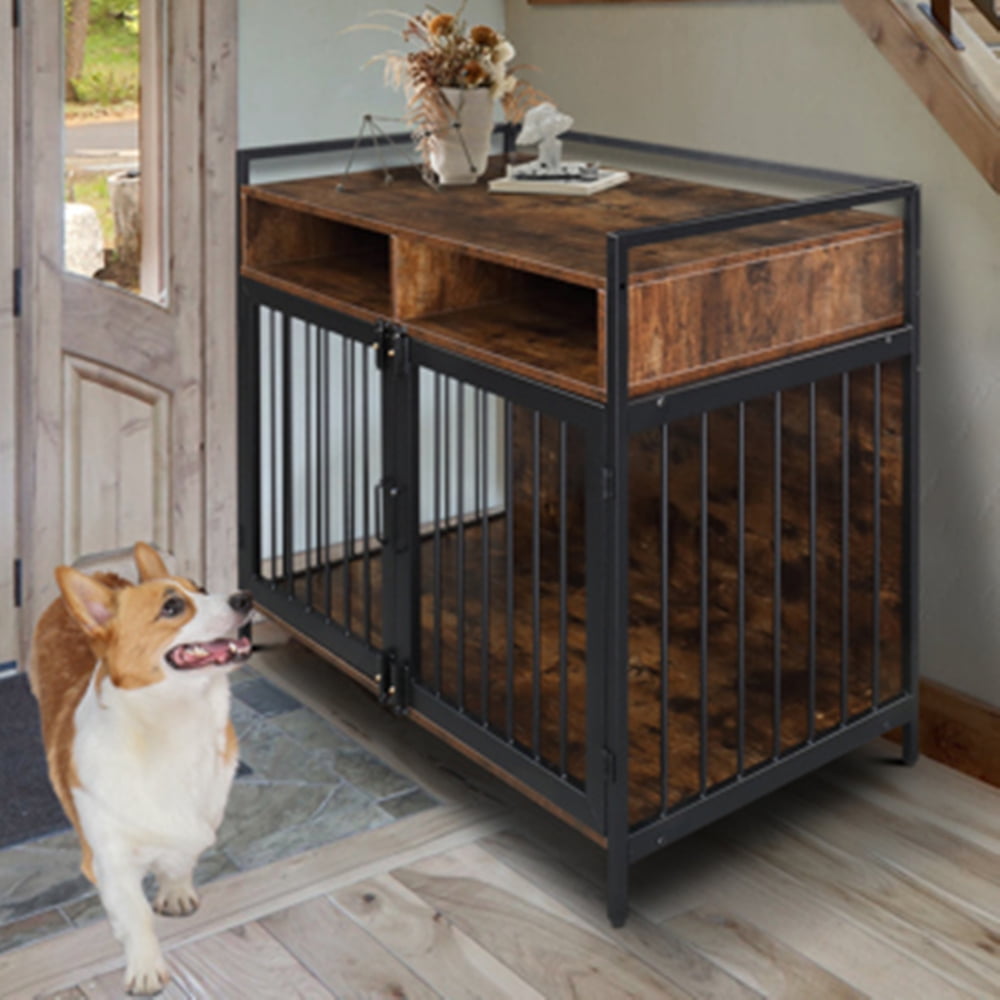 Zimtown 41in Wooden Dog Crate, Dog Kennels with 2 Drawers, Decorative ...