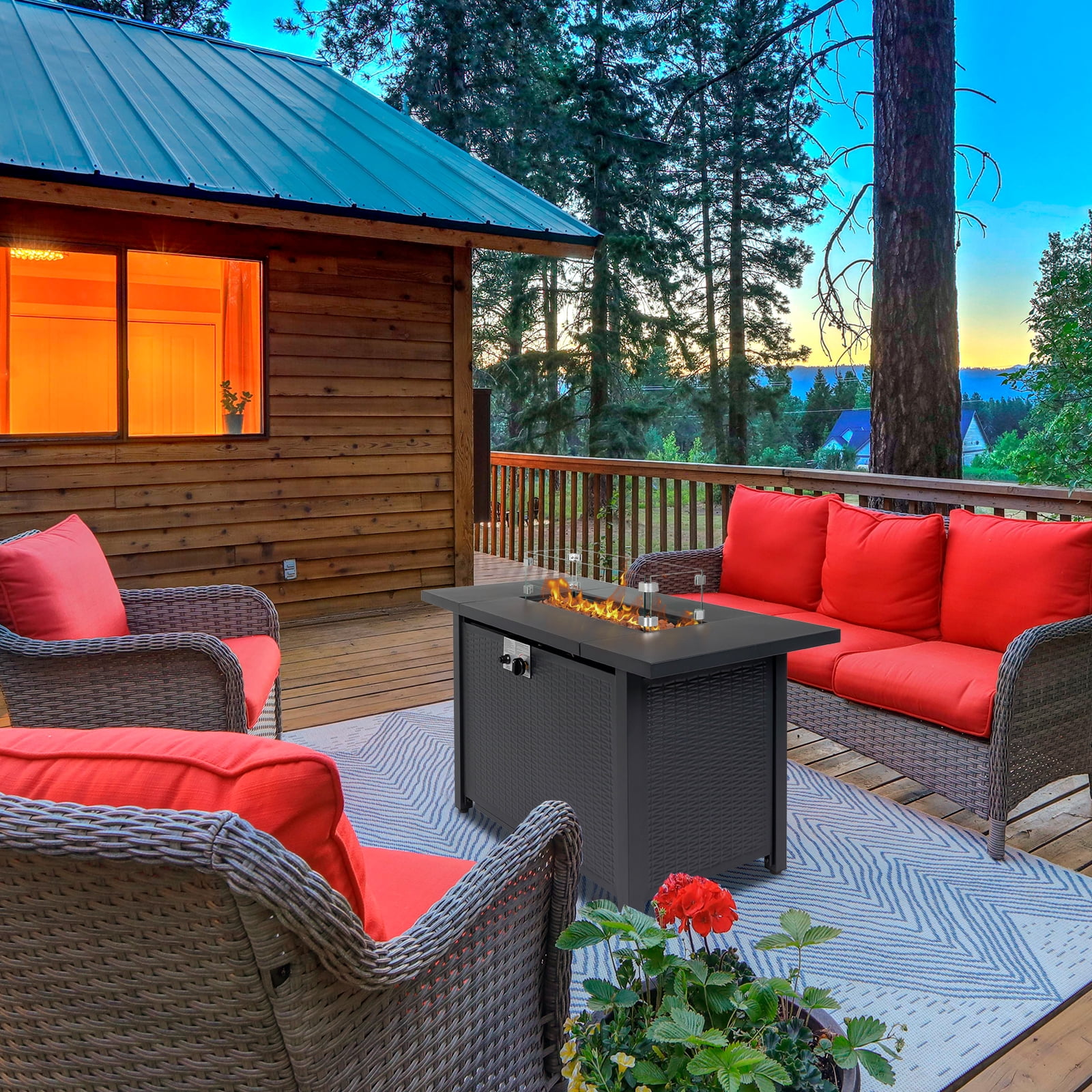 Zimtown 43" Gas Fire Pit Table, 50,000 BTU Auto-Ignition Fire Tables ...