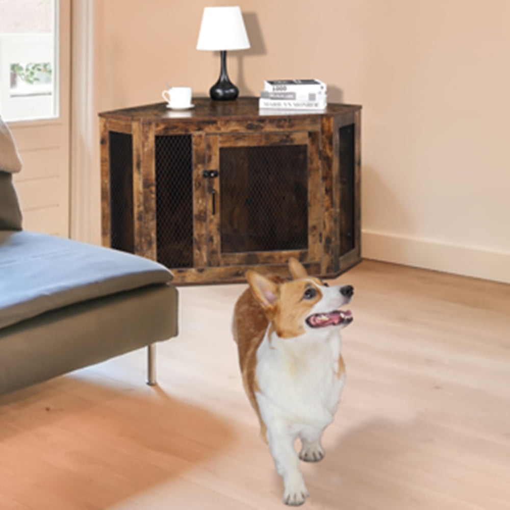 Zimtown Strong Corner Dog Crate Furniture, Wooden Cage & Cabinet ...