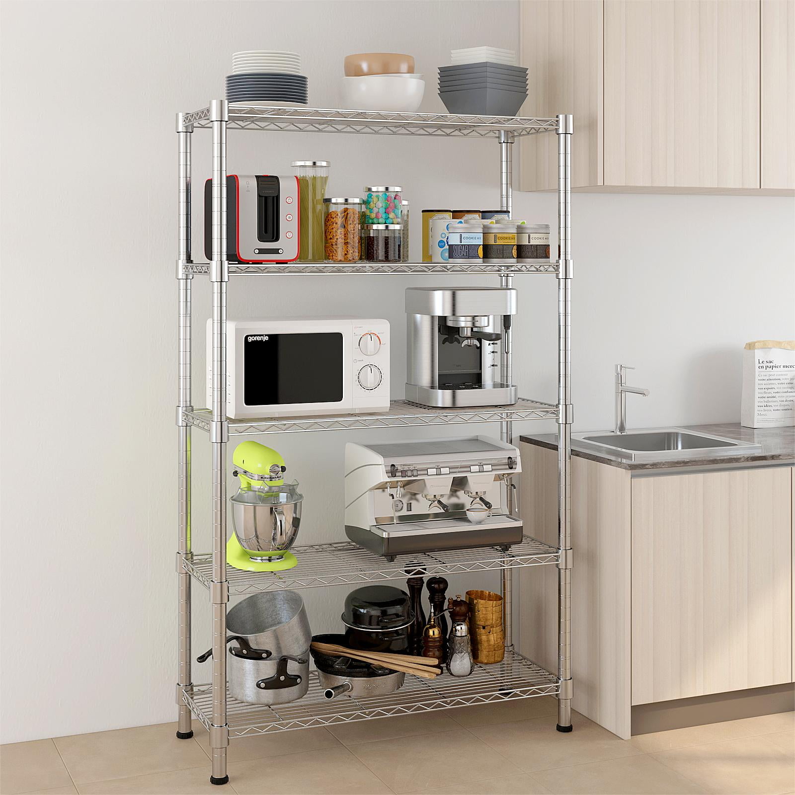 "Zimtown Heavy Duty Metal 5-Tier Large Storage Rack, NSF Wire Shelf ...