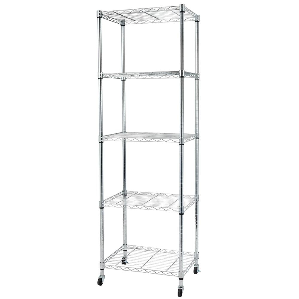 Zimtown 5-Tier Rolling Wire Shelving, Adjustable Storage Rack for ...