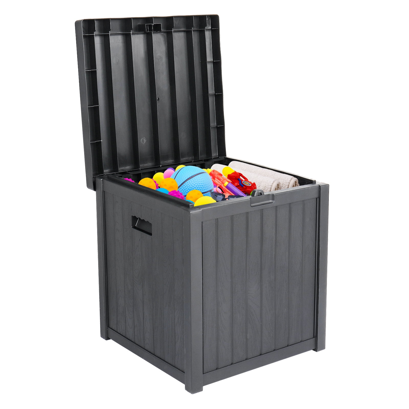 Zimtown 51gal Outdoor Garden Plastic Storage Deck Box Waterproof Grey ...