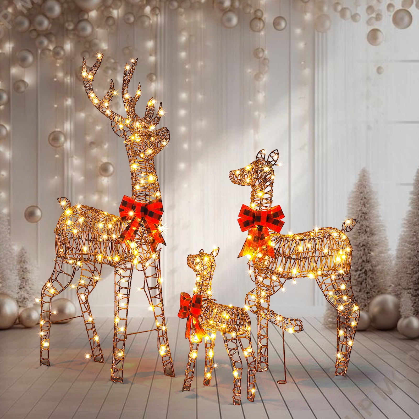 Zimtown 5FT Christmas Reindeer Set Lighted Outdoor Yard Decoration LED ...