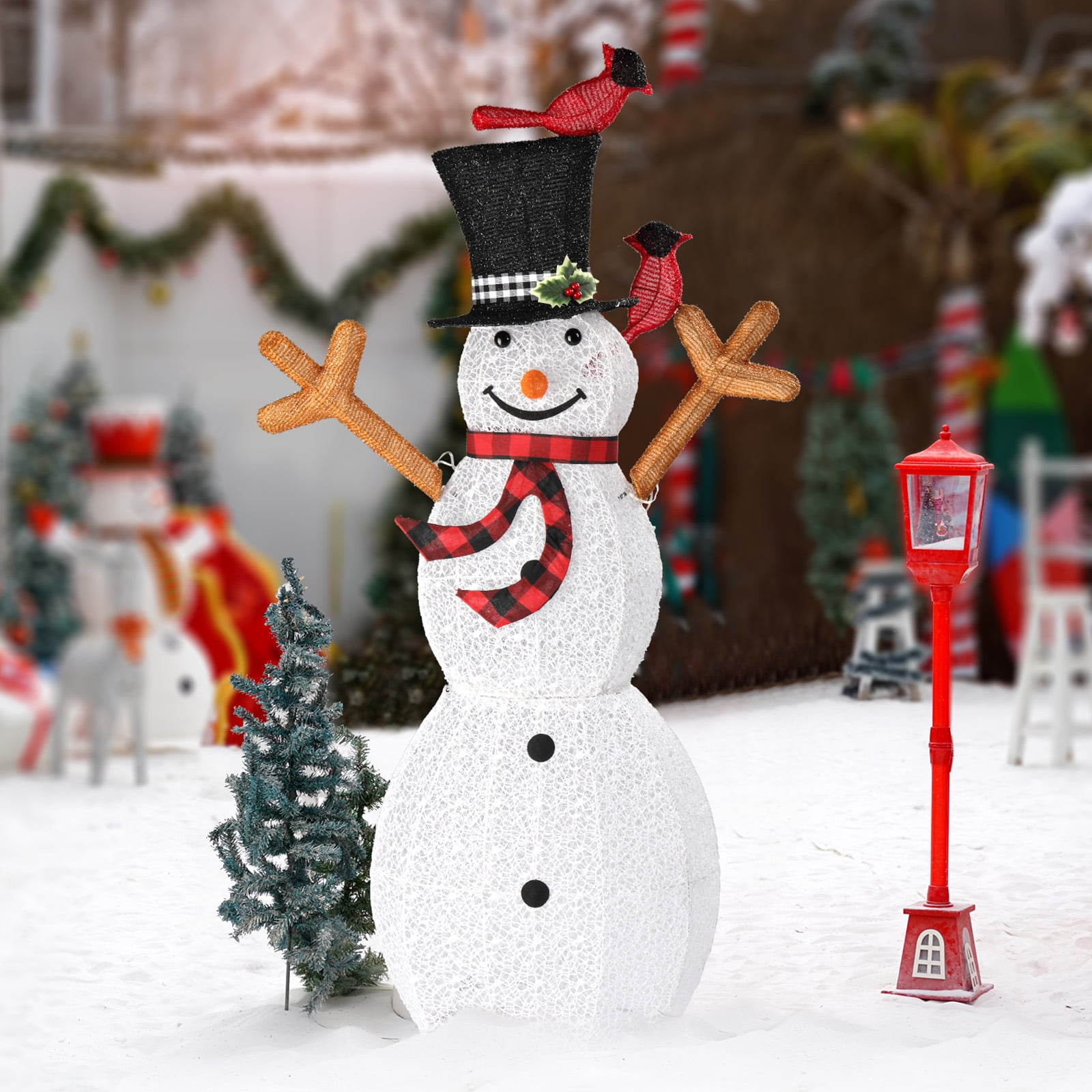 Zimtown 5ft LED Lighted Snowman Christmas Snowman w/ 170 LED Lights Pop ...