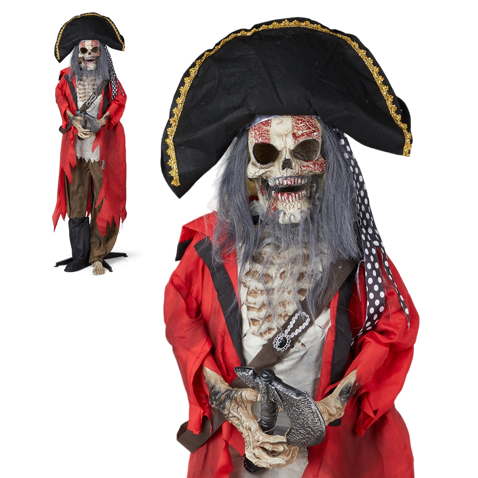 Zimtown 6.3FT Halloween Animatronic Pirate Standing Pirate The Sound ...